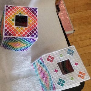 Handmade by Schari | Bath | Handcrafted Needlepoint Bright Tissue Box ...